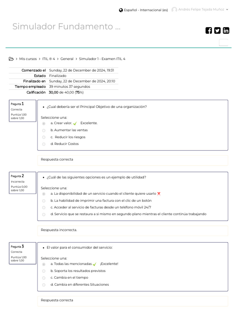 Simulador 1 - Examen ITIL 4 | PDF | Mesa de ayuda | Itil
