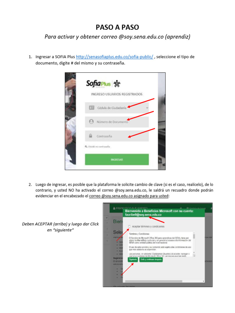 PASO A PASO Activar Correo @soy - Sena.edu - Co PDF | PDF | Informática | Software