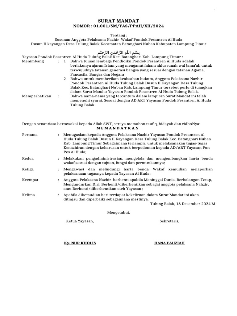 Pelaksana Nazhir PPAH | PDF