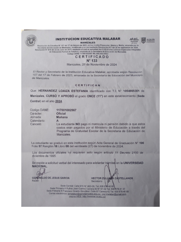 Constancia Expedida Por El Colegio | PDF