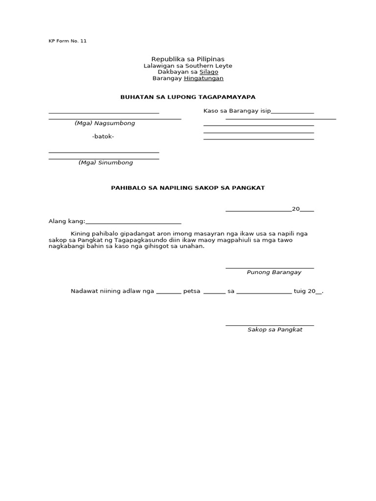 11 KP Form NOTICE TO CHOSEN PANGKAT MEMBER | PDF