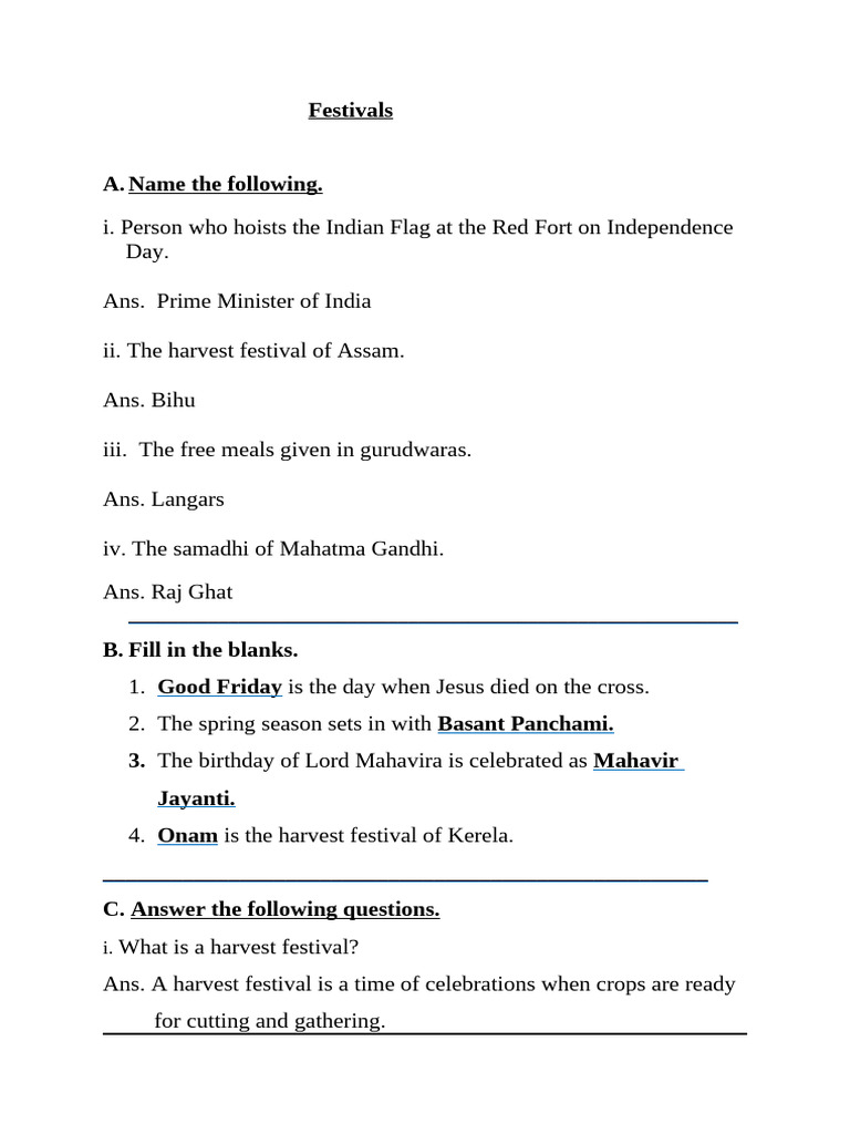 Festivals notes | PDF