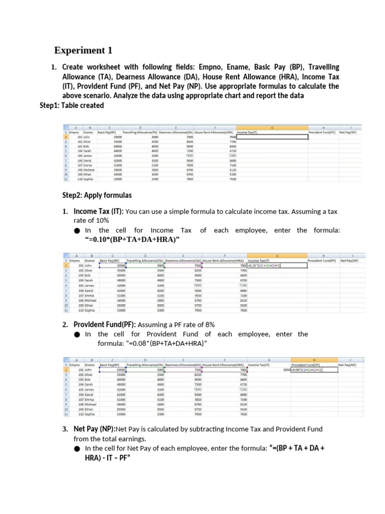 Da Excel Lab Record 1 Pdf Payroll Microsoft Excel
