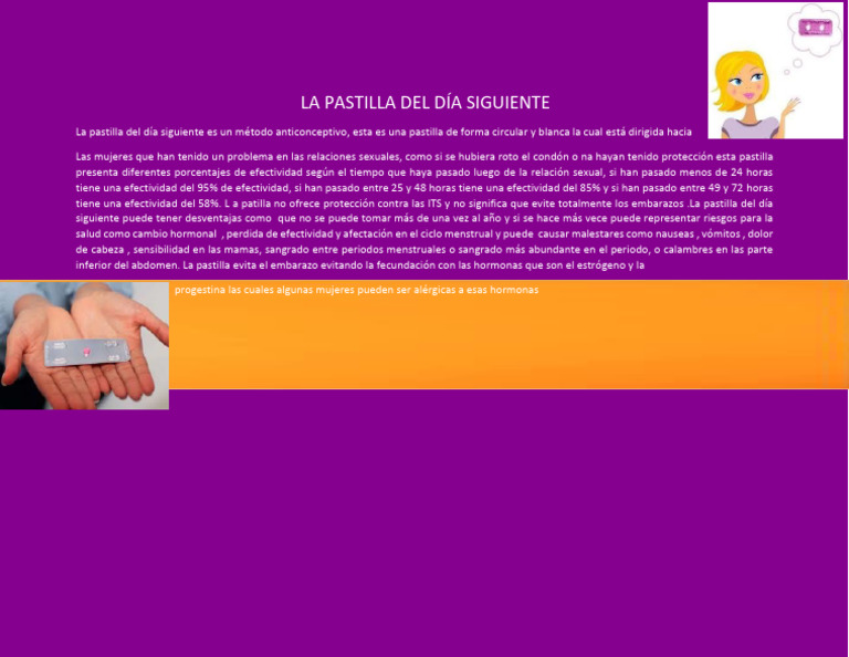 Efectividad y riesgos de la pastilla del día siguiente | PDF