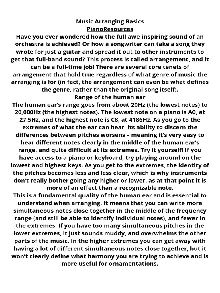 Music Arranging Basics | PDF