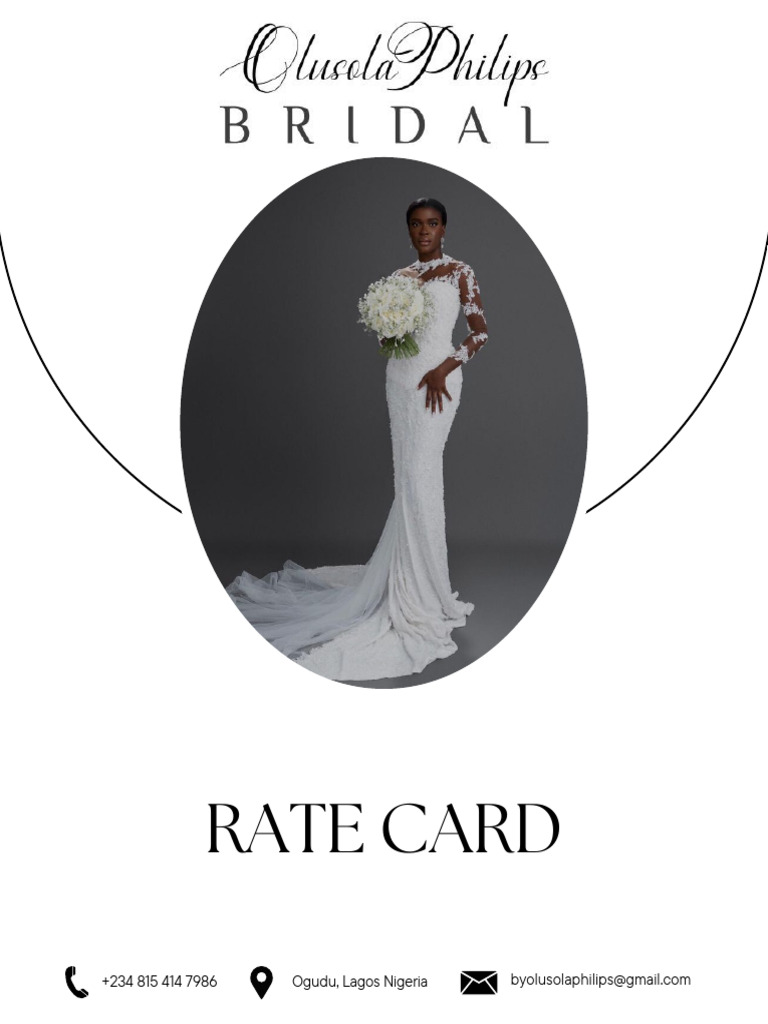 Wedding Dress Rate Card | PDF