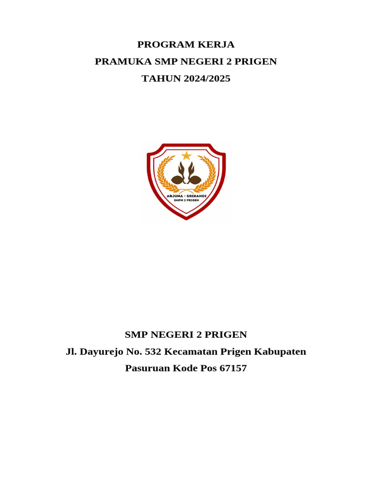 PROGRAM KERJA PRAMUKA SMPN 2 PRIGEN | PDF