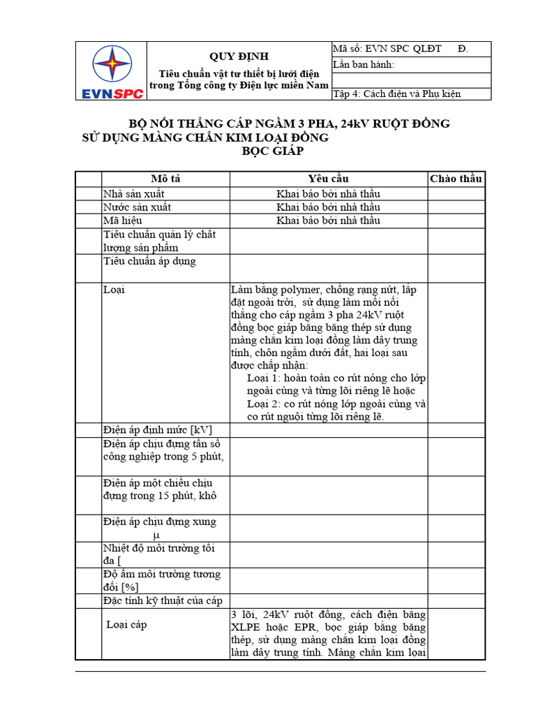 MCa-02 - Bo Noi Thang Cap Ngam 3 Pha 24 KV CXV (CRV) - SEhh-DSTA | PDF