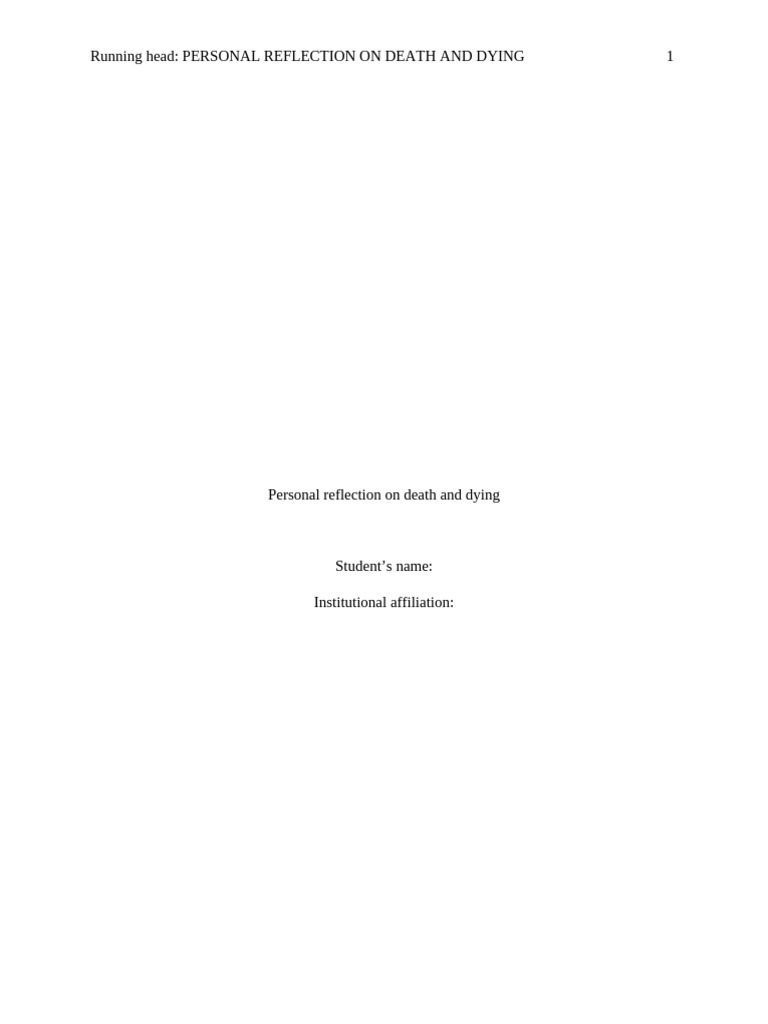 Personal reflection on death and dying | PDF | Grief