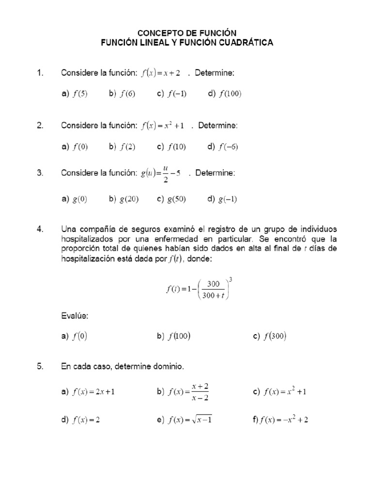 guia funcion lineal y cuadratica | PDF