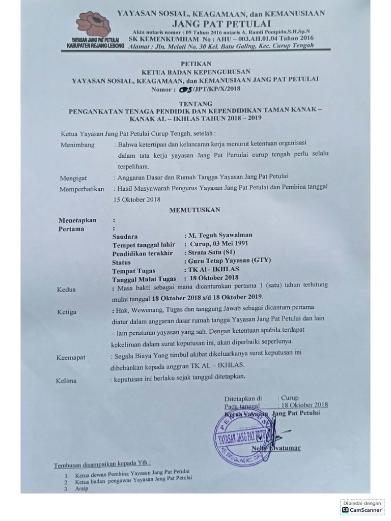 SK pertama teguh | PDF