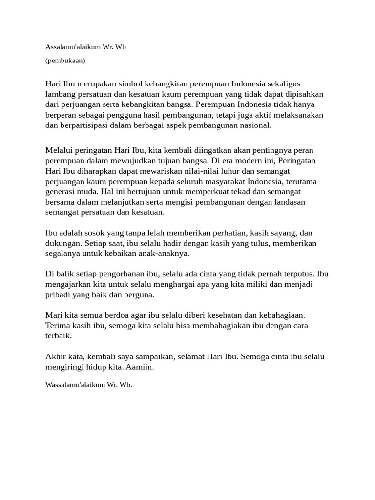 tek pidato hari ibu | PDF