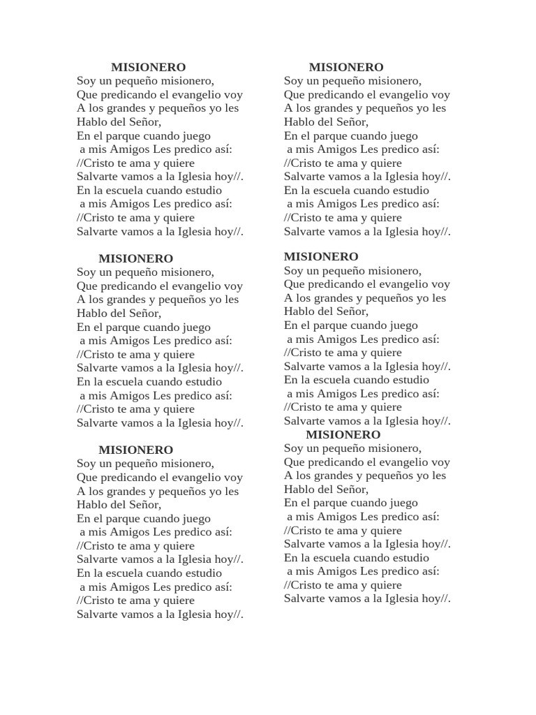 Soy un pequeño misionero | PDF | Misionero | Cristo (título)