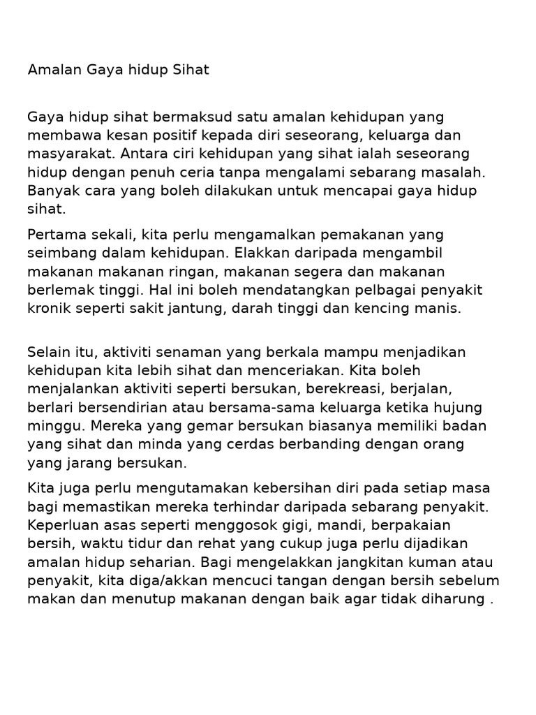 Amalan Gaya Hidup Sihat | PDF