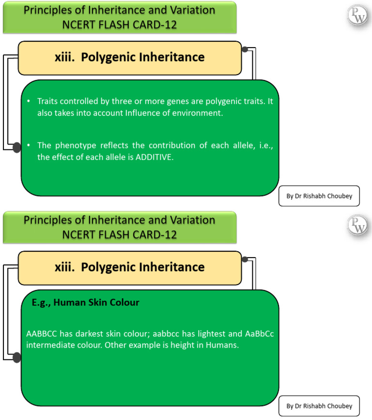Principles of Inheritance and Variation Ncert Flash Card 12 | PDF