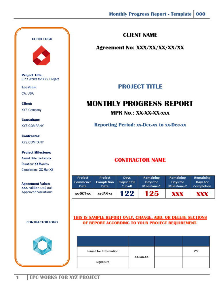Monthly Progress Report - Template | PDF | Business