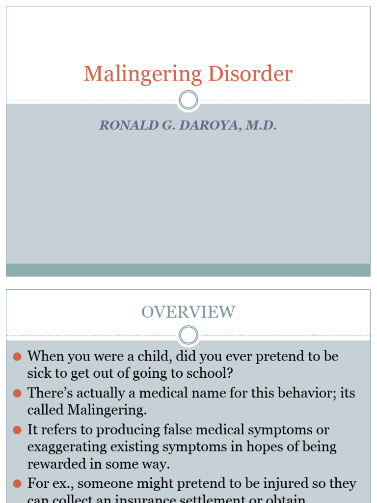 Understanding Malingering Disorder | PDF | Mental Disorder | Psychosis
