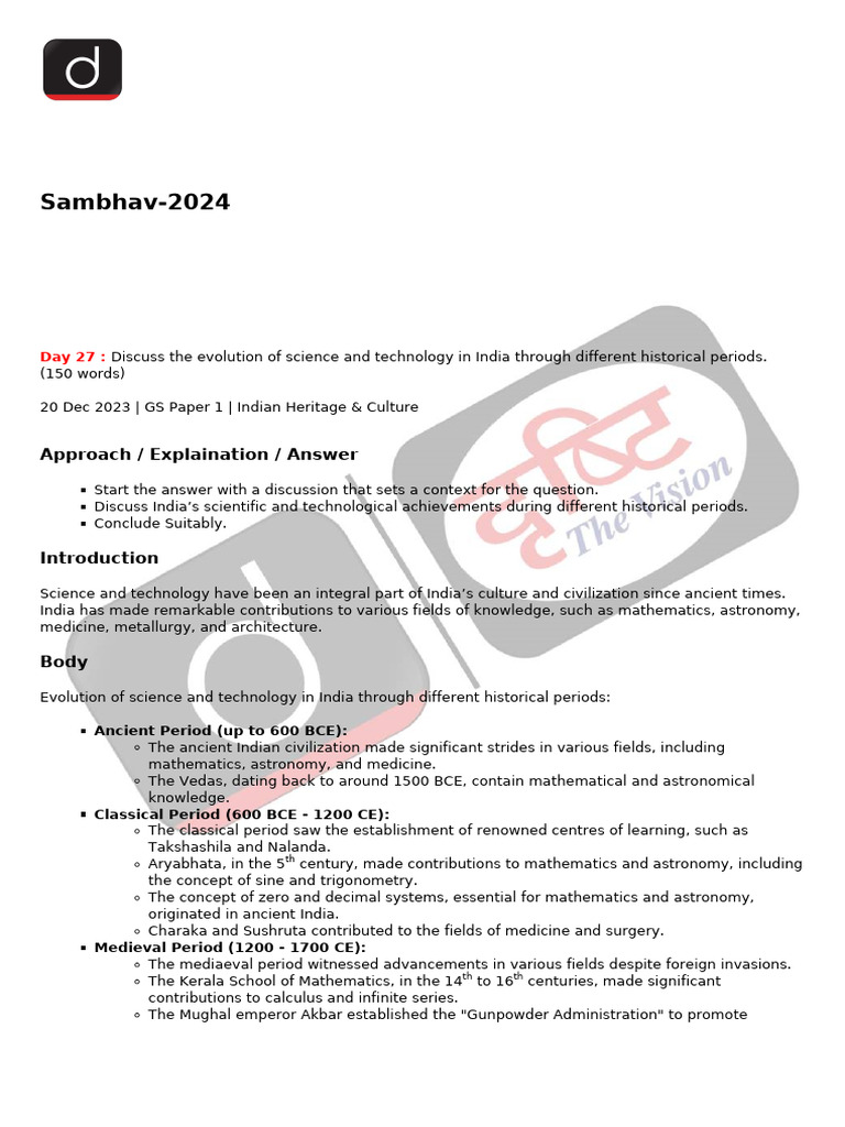 Sambhav-2024: Approach / Explaination / Answer | PDF | Science | Mathematics