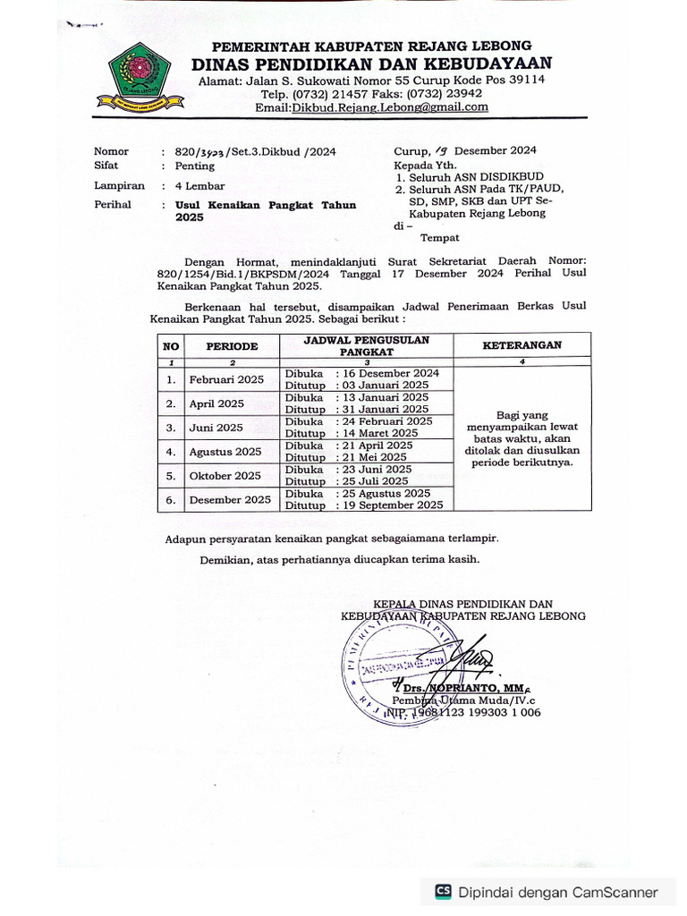 Edaran Kenaikan Pangkat 2025 | PDF