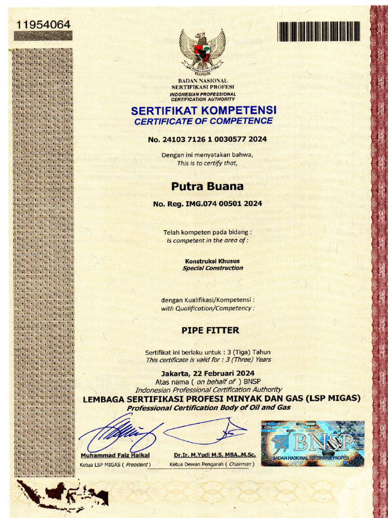 Sertifikat Putra Buana | PDF