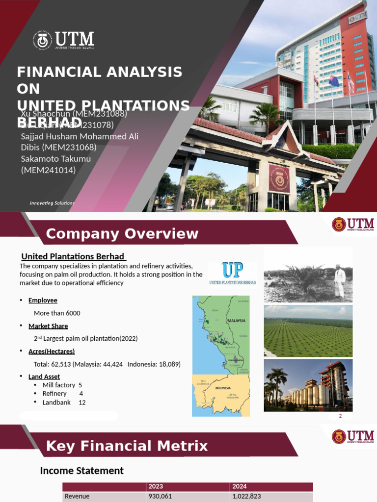 Financial Analysis On United Plantation | PDF | Revenue | Market Liquidity