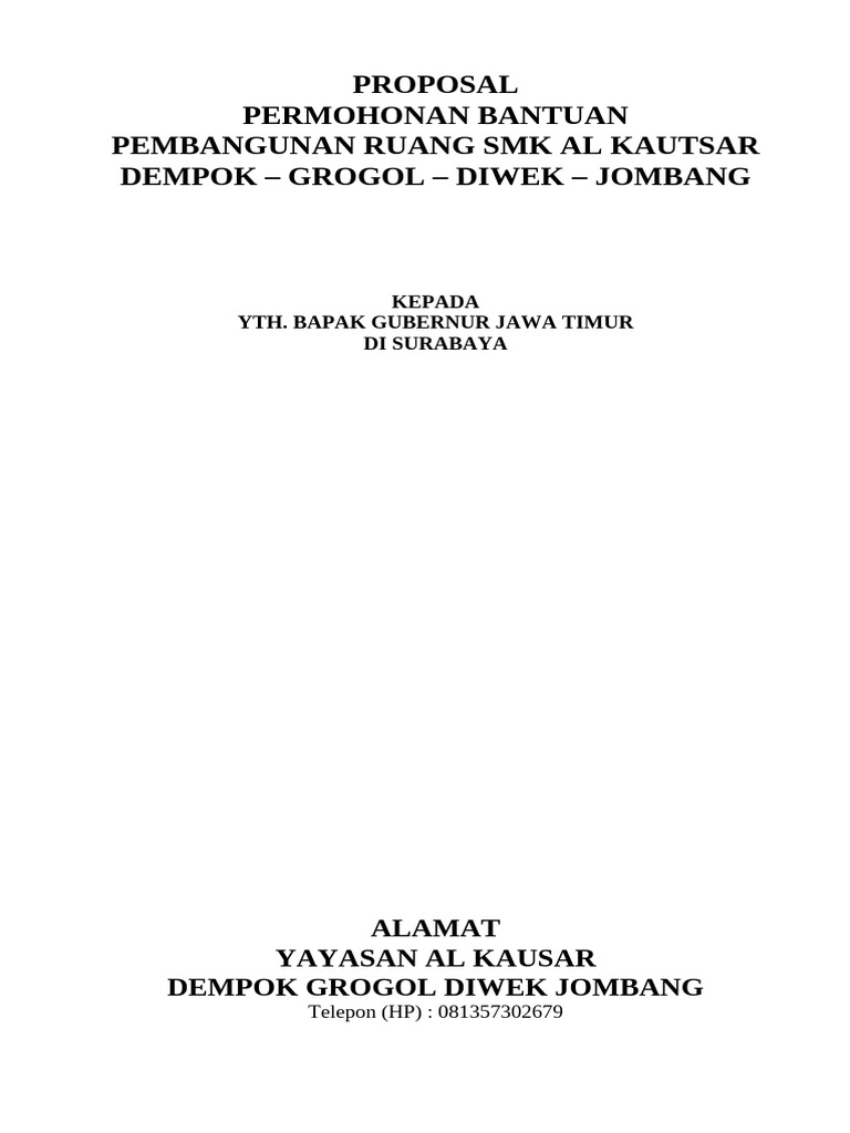 Sampul Proposal Bantuan Pembangunan | PDF