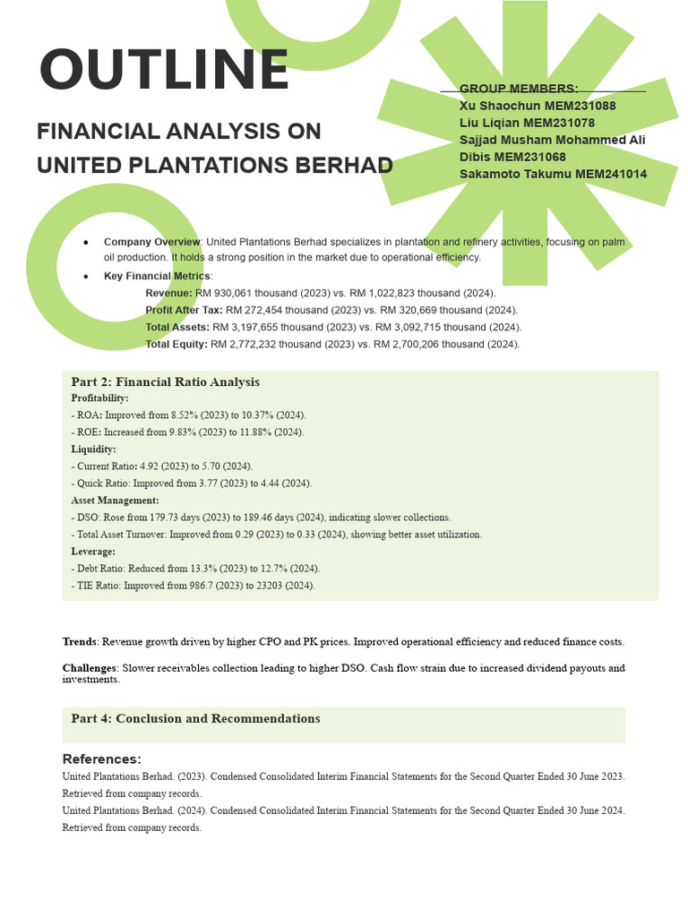 Financial Analysis On United Plantations Berhad Group 5 | PDF | Investing | Financial Economics