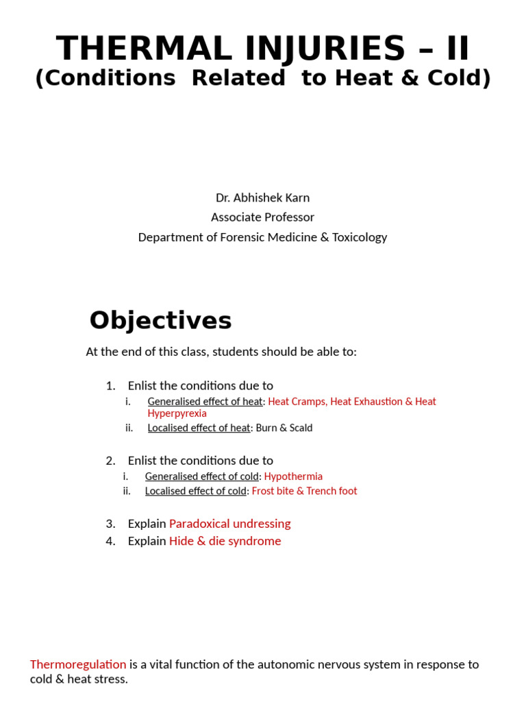 14. Thermal Injuries II | PDF | Hypothermia | Hyperthermia
