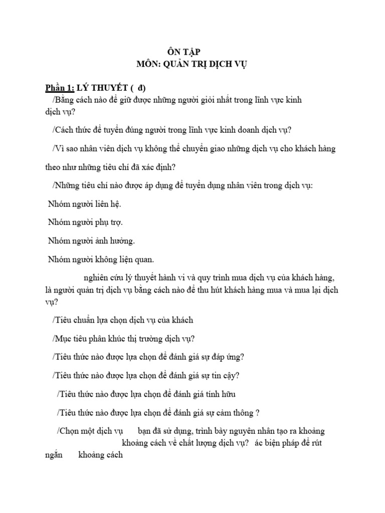 DE CUONG ON TAP QTDV.2024 | PDF