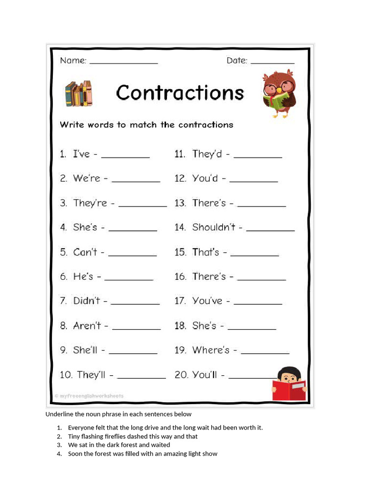 Underline the noun phrase in each sentences below | PDF