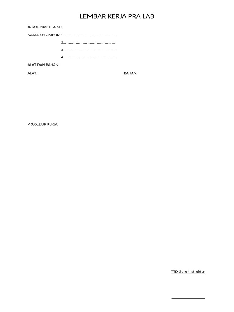 LEMBAR KERJA PRALAB | PDF