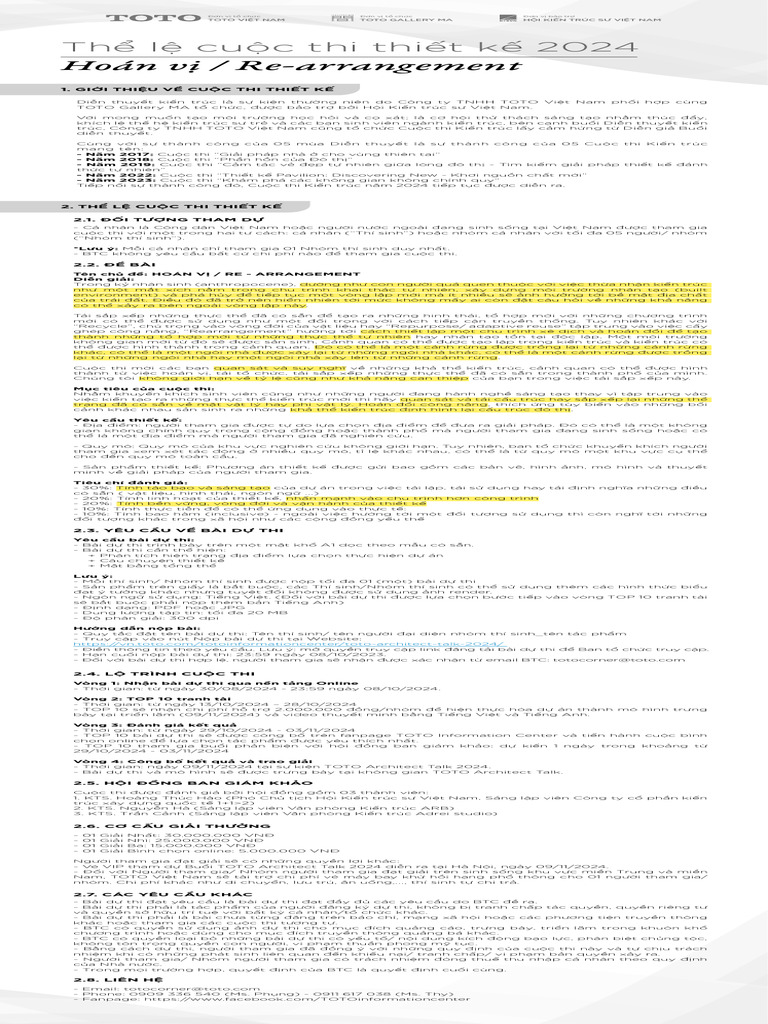 TOTO Design Contest 2024 - Contest Rule | PDF