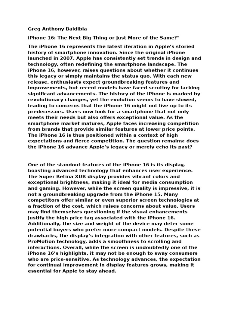 Critique paper 101 | PDF | I Phone | Smartphone