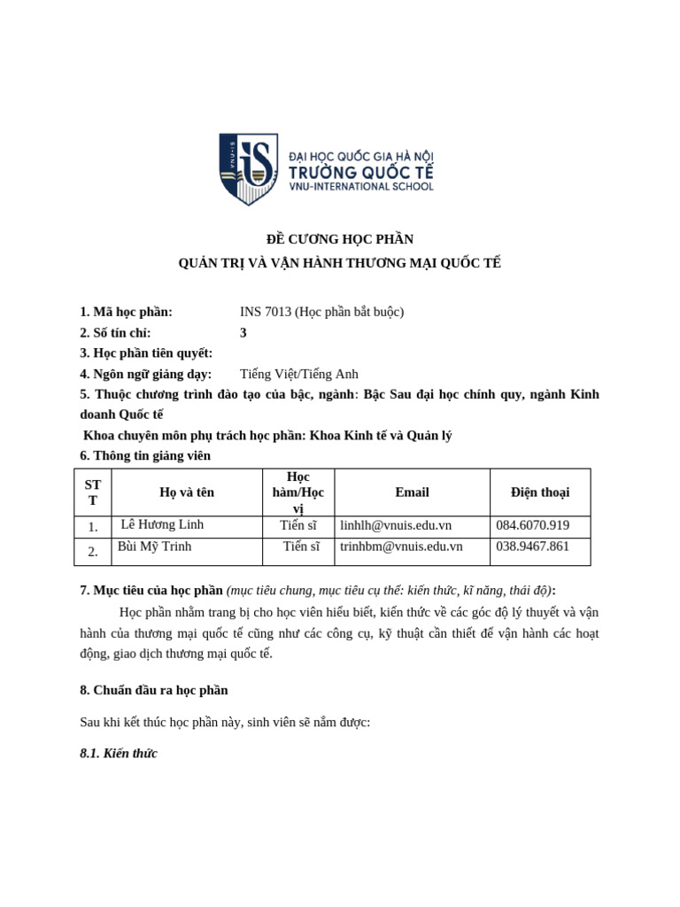 INS7013. Quan Tri Van Hanh TMQT - TV | PDF