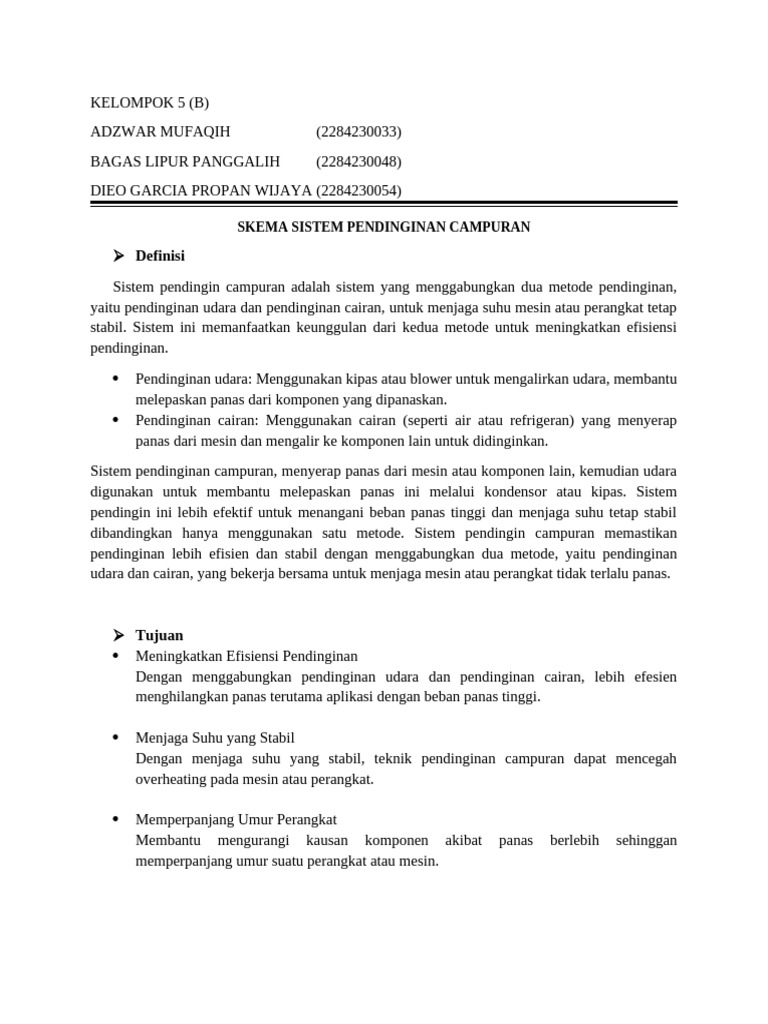 Resume Kelompok 5_Skema Sistem Pendingin Campuran | PDF