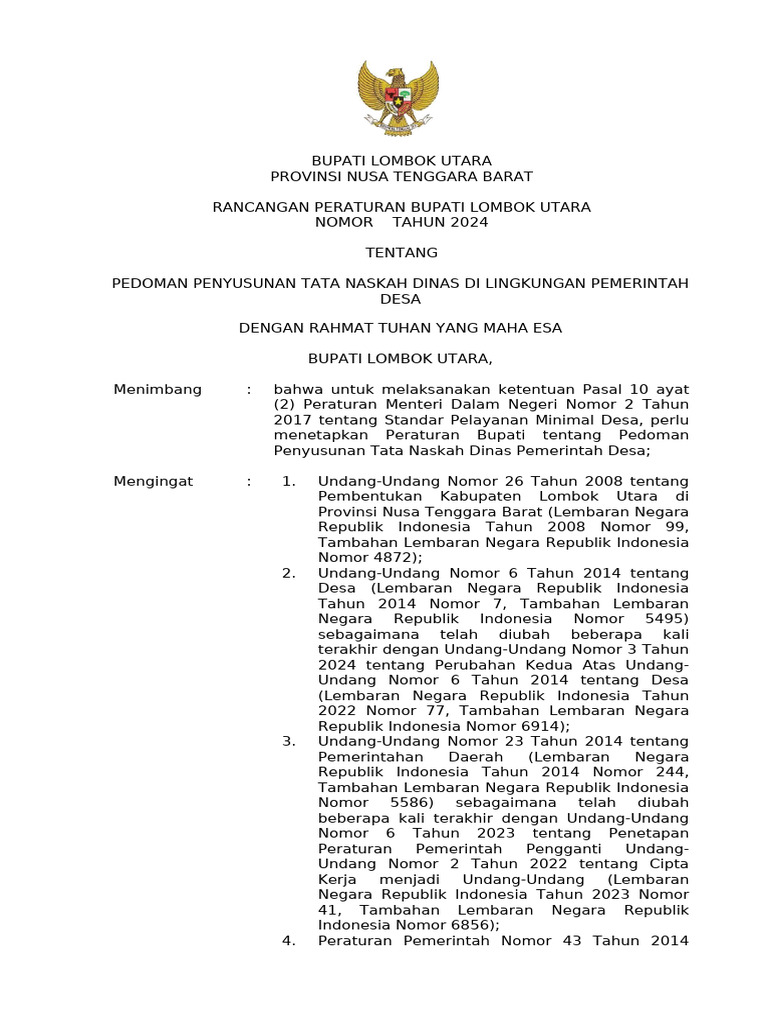 Final Perbup Tata Naskah Dinas Pemdes | PDF