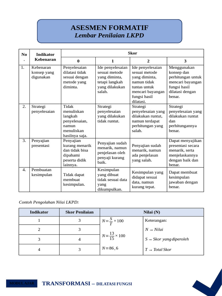 Rubrik Penilaian LKPD | PDF