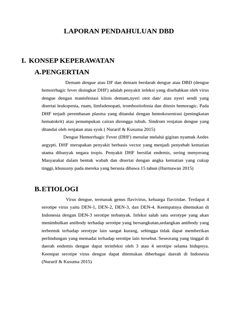LAPORAN PENDAHULUAN DBD Vera | PDF