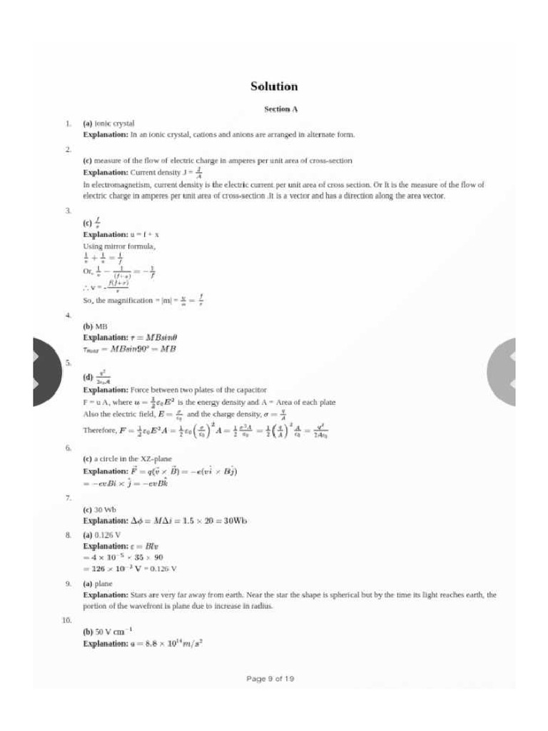 Physics Paper Solution | PDF