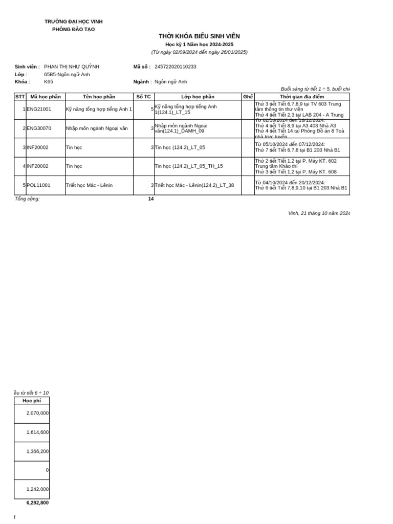 Export TKB SV Mau 2 2 | PDF