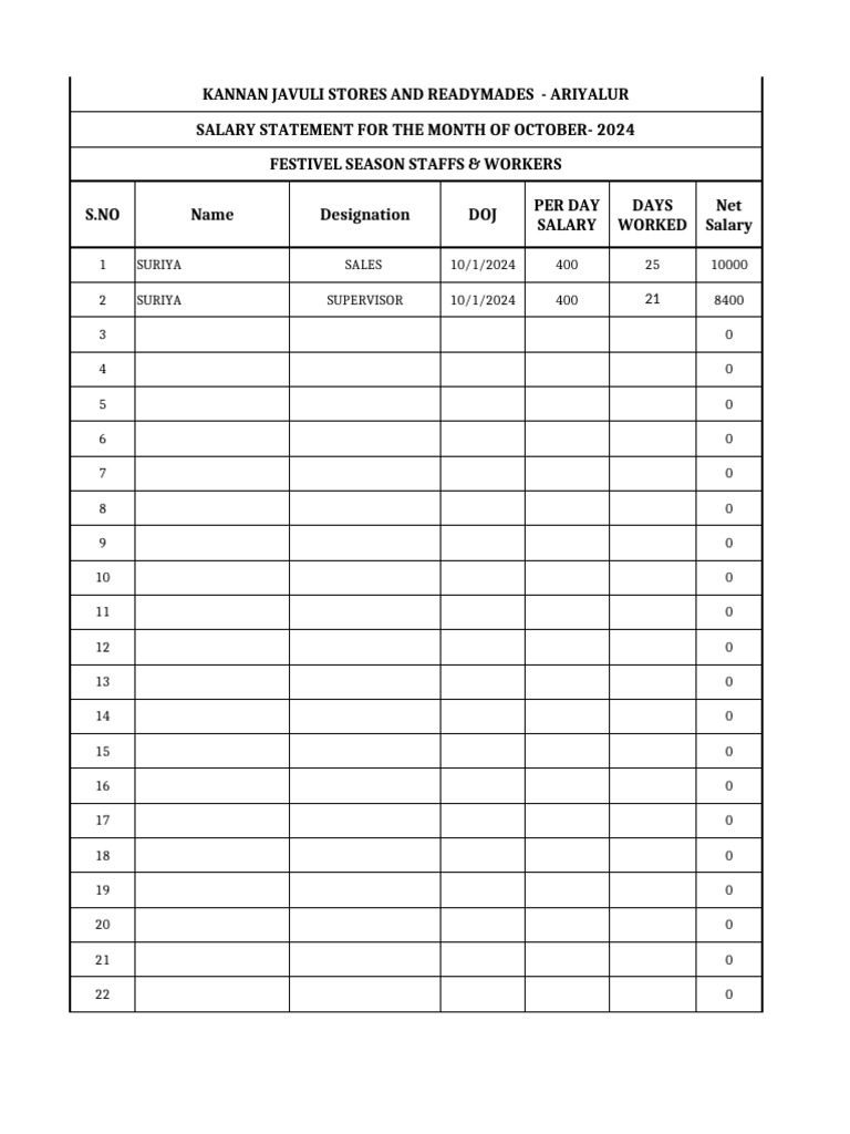 Salary Statement | PDF