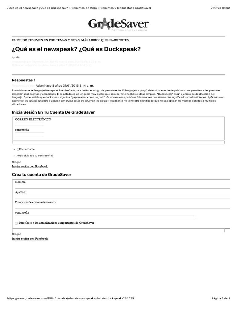 ¿Qué es el newspeak? ¿Qué es Duckspeak? | Preguntas de 1984 | Preguntas ...