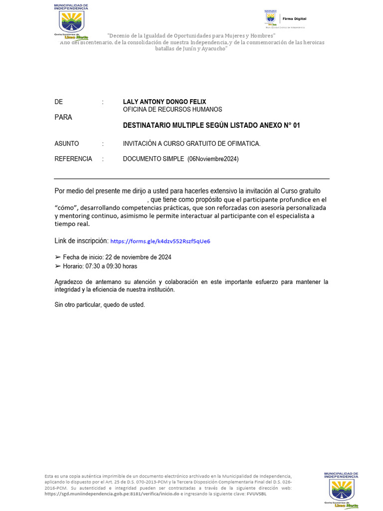 Memorando Circular 000080 2024 Orh | PDF | Informática