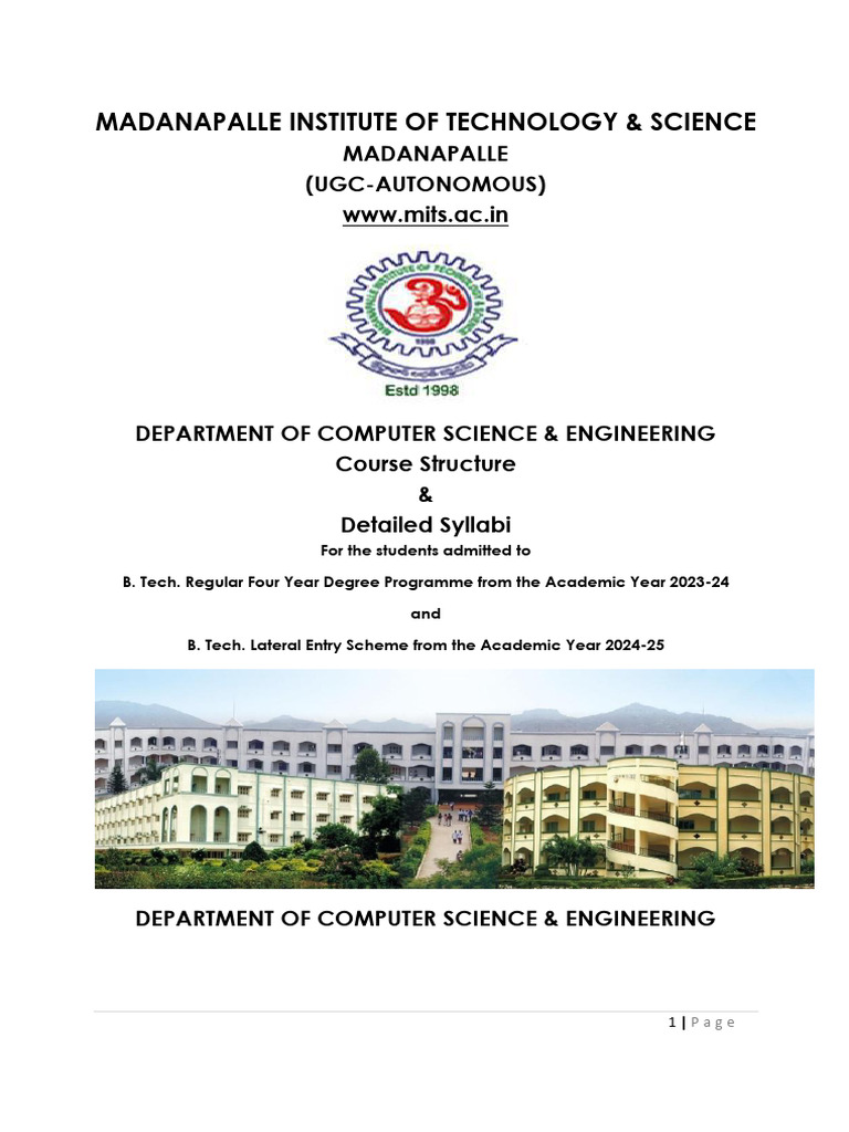 B.Tech CSE - R23-Min | PDF | Pointer (Computer Programming) | Eigenvalues And Eigenvectors