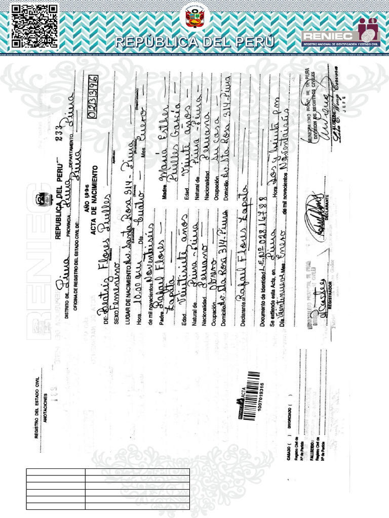 Acta Nacimiento 1007019316 | PDF | Matrimonio, Sindicatos Y Alianzas | Matrimonio