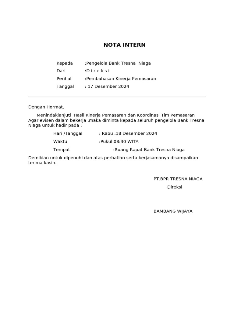 Nota Intern | PDF