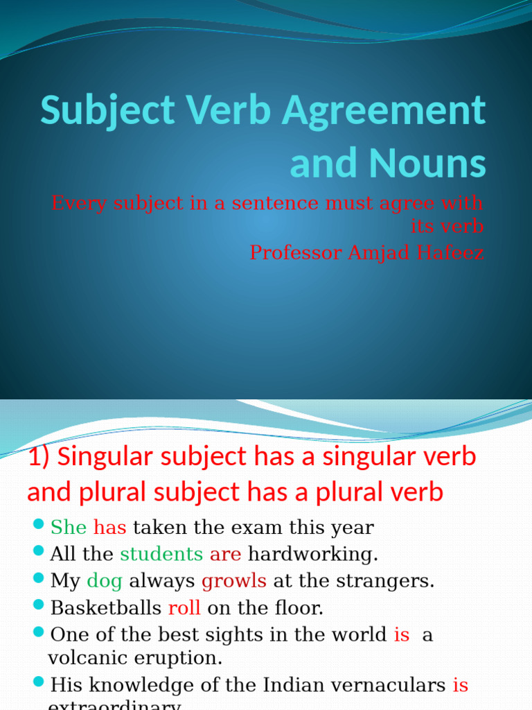 Subject-Verb Agreement Explained | PDF | Grammatical Number | Pronoun