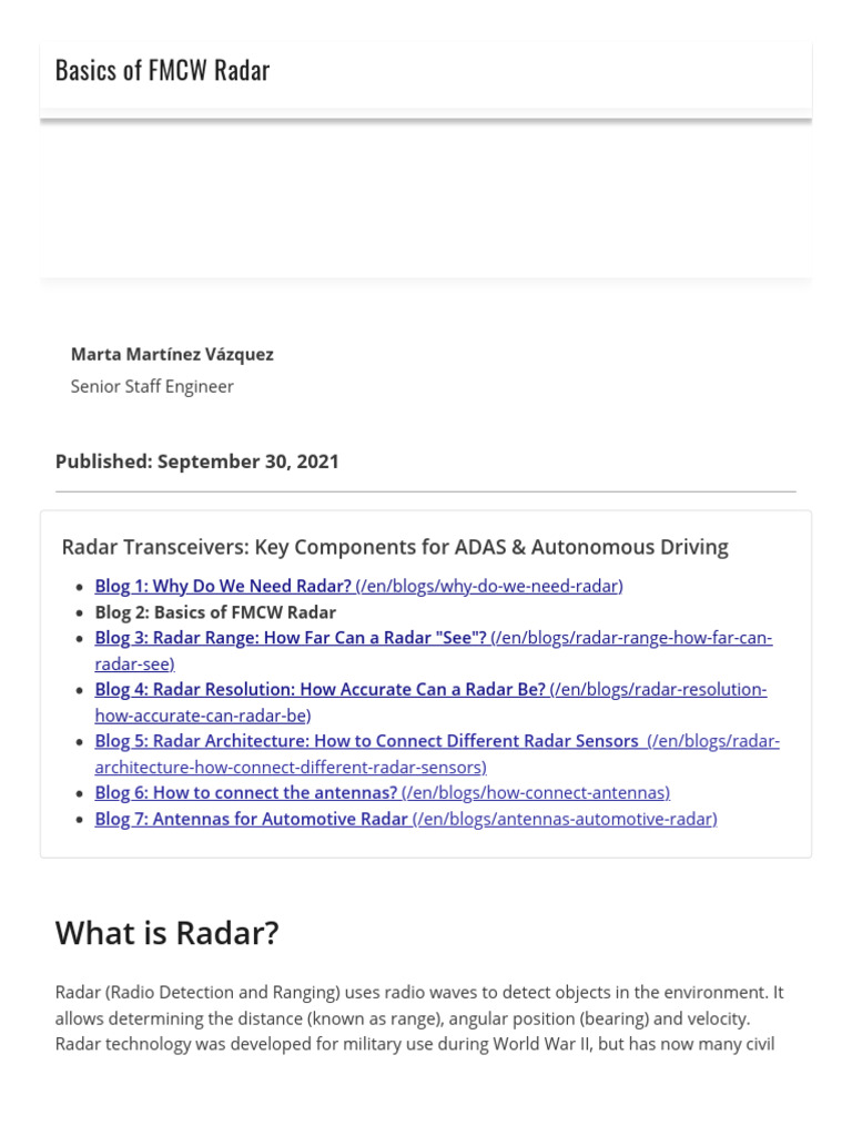 2 - Basics of FMCW Radar - Renesas | PDF | Radar | Electronics