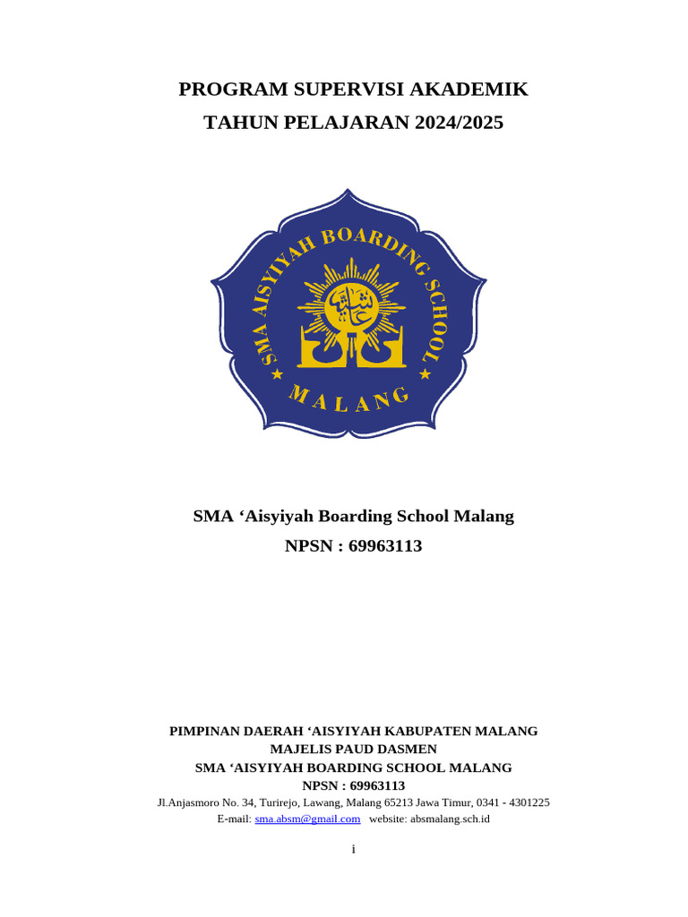 Program Supervisi Akademik 2024/2025 | PDF