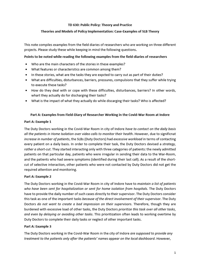 Policy Cases Examples SLB Theory Anthology | PDF | Teachers | Patient